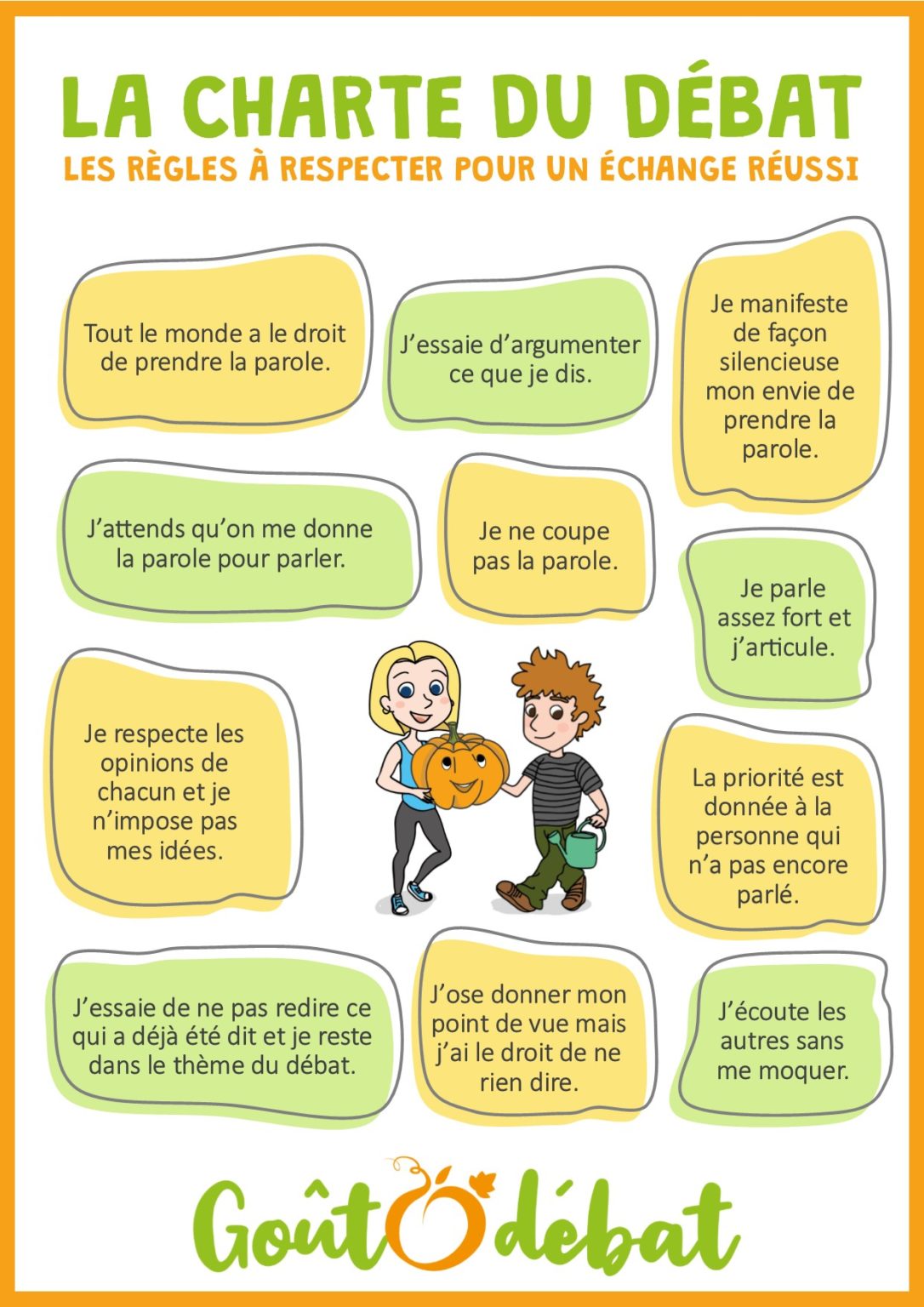 Débat en classe: charte, animation, synthèse - le jeu GoûtOdébat